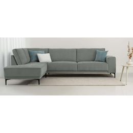 Places of Style Ecksofa »Polsterecke Oland, Struktur, Flachgewebe, Luxus-Microfaser, Boucle« L-Form, 289 cm, Wellenunterfederung, Skandi-Design,...