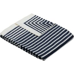 Ibena Wohndecke »Ibiza« mit Streifen, Kuscheldecke marine/wollweiß Obermaterial: 58% Baumwolle, 32% Polyacryl, 10% Polyester B/L: 150 cm x 200 cm