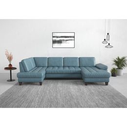 Sit & More SIT&MORE Wohnlandschaft »Westham U-Form« wahlweise mit Bettfunktion, Bettkasten, Sitztiefenverstellung greyblue