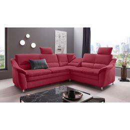 Places of Style Ecksofa »Cardoso L-Form« Federkern, wahlweise mit Bett, Schubkasten, teilweise Relaxfunktion bordeaux