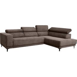 Alina Ecksofa »Hikari« wahlweise mit Sitzvorzug, in modernem Cordstoff, Breite 302 cm braungrau GCT 149