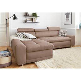 Sit & More sit&more Ecksofa &raquo;Riva L-Form&laquo; inklusive Kopteilverstellung, wahlweise mit Bettfunktion braun Flachgewebe (100% Polyester);Luxus-Microfaser (100% 