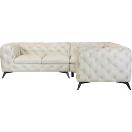 LEONIQUE Chesterfield-Sofa »Ecksofa GLYNIS L-Form mit Wellenunterfederung, Maße B/T/H 264/204/75cm« aufwändige Knopfheftung, moderne Chesterfield...