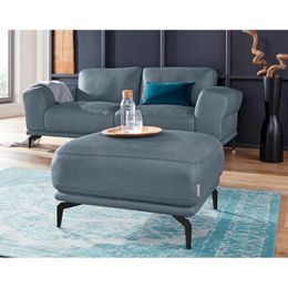 W.Schillig Hocker &raquo;montanaa&laquo; mit Metallf&uuml;&szlig;en in Schwarz pulverbeschichtet, Breite 71 cm blau