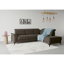 Sit & More SIT&MORE Ecksofa »Sinatra L-Form« mit Ottomane, optional mit Kopfteilverstellung und Armteilfunktion espresso