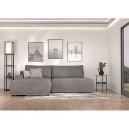 Trendmanufaktur Ecksofa »Fordon II, Schlafsofa mit Bettkasten, Couch in L-Form, Breite 250 cm« in Struktur LUMOS, 3D-Effekt, anthrazit, Armlehne...