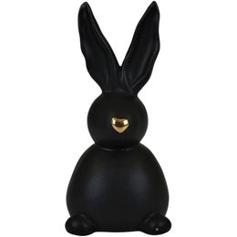 AM Design Osterhase &raquo;Osterfigur, Hase, H&ouml;he ca. 21 cm, Fr&uuml;hjahrsdeko&laquo; Dekofigur aus Porzellan, Ostern, Osterdekoration schwarz, goldfarben