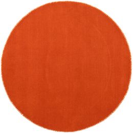 CarpetFine Wollteppich &raquo;Gabbeh Lola Uni&laquo; rund 14 mm H&ouml;he mit nat&uuml;rlichem Pflanzenmaterial von Hand gewebt, auch als L&auml;ufer orange Wolle