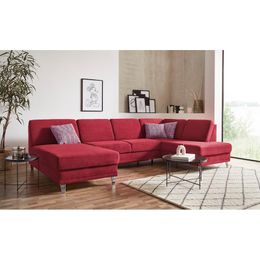 Sit & More SIT&MORE Wohnlandschaft »Clio U-Form« wahlweise mit Bettfunktion und Bettkasten, inklusive Federkern bordeaux