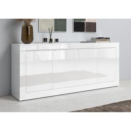 Inosign Sideboard »Basic Breite 207 cm, Kommode 4 Türen, Anrichte, « Metallgriff, moderne Rahmenoptik, viel Stauraum, Farbauswahl weiß Hochglanz Lack