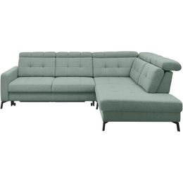 Musterring Ecksofa &raquo;MR 4615&laquo; mit Kopf- und R&uuml;ckenverstellung, Metallfu&szlig; schwarz, Ma&szlig;e 272 x 214 cm gr&uuml;n 100% Polyester