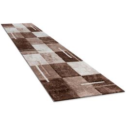 Paco Home L&auml;ufer &raquo;Diamond 663&laquo; rechteckig 18 mm H&ouml;he Teppich-L&auml;ufer, Kurzflor, Karo Muster, 3D-Design braun Obermaterial: 100% Polypropylen B : 80...