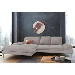 W.Schillig Ecksofa »enjoy&MORE, Designsofa, elegant und bequem, L-Form« Sitztiefenverstellung, Füße schwarz pulverbeschichtet, Breite 310 cm stone R66