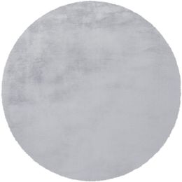 my home Fellteppich &raquo;Alvin&laquo; rund 45 mm H&ouml;he Teppich-Kaninchenfell-Optik, Kunstfell grau/blau Obermaterial: 100% Polyester &Oslash; 160 cm 1 Stk.