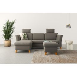 Home Affaire Ecksofa &raquo;Trelleborg L-Form&laquo; Federkern-Polsterung, wahlweise mit Bettfunktion und Bettkasten braun 100% Polyester