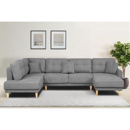 Home Affaire Wohnlandschaft »TRIPLO U-Form wahlweise mit Schlaffunktion, B/T/H: 310/192/90 cm« Schlafsofa, auch mit Bettkasten, Steppung im...
