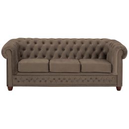 Home Affaire Chesterfield-Sofa &raquo;New Castle&laquo; mit hochwertiger Knopfheftung in Chesterfield-Design, B/T/H: 203/86/72 grau