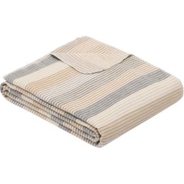 Ibena Wohndecke »Almada« mit zarten Streifen beige-grau Obermaterial: 58% Baumwolle, 32% Polyacryl, 10% Polyester B/L: 150 cm x 200 cm