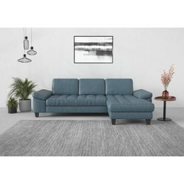 Sit & More SIT&MORE Ecksofa »Westham L-Form« Recamiere, mit oder ohne Bettfunktion, Bettkasten, Füße wengefarben greyblue