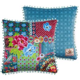 Happiness Dekokissen »Peonia Patch« Mit Füllung, 1 Stück, Mit Pompoms, Wendeoptik, Weich, Blumen, Bunt multi + bedruckt geblümt Obermaterial:...