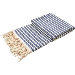done. Plaid »Lounge Stripes« Leichtes Plaid mit geknoteten Fransen navy/beige Obermaterial: 100% Baumwolle B/L: 100 cm x 180 cm