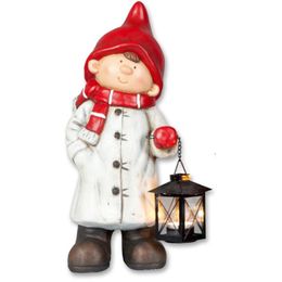 MyFlair MÖBEL & ACCESSOIRES Weihnachtsfigur »Winterkind, Weihnachtsdeko aussen« Junge rot/weiß