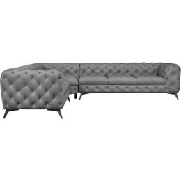 LEONIQUE Chesterfield-Sofa »Ecksofa GLYNIS L-Form mit Wellenunterfederung, Maße B/T/H 323/264/75cm« aufwändige Knopfheftung, moderne Chesterfield...
