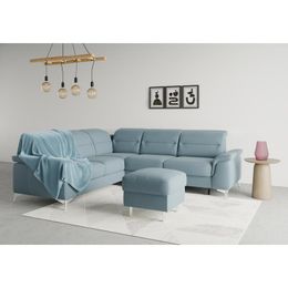 Sit & More SIT&MORE Ecksofa »Sinatra L-Form« optional mit Kopfteilverstellung und Armteilfunktion hellblau