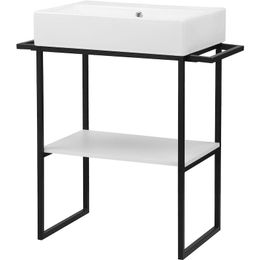 Welltime Waschtisch &raquo;Stockholm&laquo; Badm&ouml;bel Metalloptik inkl. Becken, Breite 60 cm Waschplatz wei&szlig; MDF