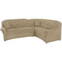 DOMO collection Ecksofa »Bahia, zeitlos und elegant, bequeme Armlehnen, L-Form« wahlweise mit Bettfunktion beige