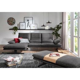 W.Schillig Ecksofa &raquo;broadway, Designsofa mit tollem Sitzkomfort&laquo; Sitztiefenverstellung, Kopfteil- & Seitenteilverstellung, Breite 291cm grau 