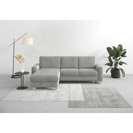 Home Affaire Ecksofa »Summer L-Form« mit Recamiere, mit oder ohne Bettfunktion und Bettkasten, Cord-Bezug silber