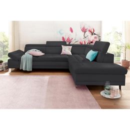 Sit & More SIT&MORE Ecksofa »Limit L-Form« wahlweise mit Bettfunktion und Bettkasten schwarz
