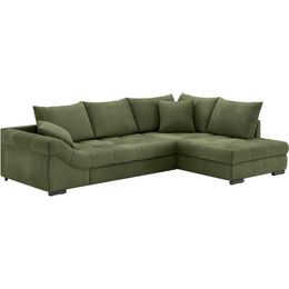 Ecksofa &raquo;Allegro, L-Form&laquo; mit Hochschl&auml;fer-Bettauszug, wahlweise mit Kaltschaum gr&uuml;n Memphis (Grundgewebe - 100% Polyester; Nutzschicht- 90% Polyester