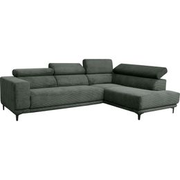 Alina Ecksofa »Hikari« wahlweise mit Sitzvorzug, in modernem Cordstoff, Breite 302 cm olivgrün GCT 333