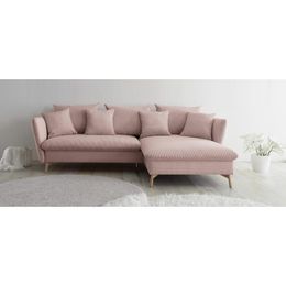 OTTO HOME andas Ecksofa »MERLE, 258 cm, L-Form, traumhafter Cord, « mit Bettfunktion und Bettkasten, Liegefläche 224 x 139 altrosa