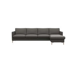 FLEXLUX Ecksofa &raquo;Fiore, L-Form, bequem und komfortabel durch hochwertigem Sitzaufbau&laquo; schmale Armlehnen, Kaltschaum, F&uuml;&szlig;e Alu+ Eiche grau