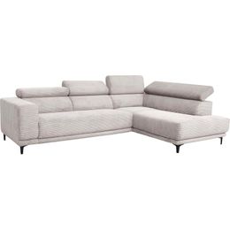 Alina Ecksofa »Hikari« wahlweise mit Sitzvorzug, in modernem Cordstoff, Breite 302 cm hellgrau GCT 9 0