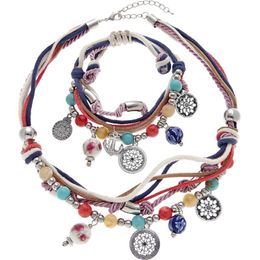 Lascana Schmuckset &raquo;Bettlerarmband und Halsketten Set&laquo; () Mit vielen kleinen Anh&auml;ngern blau-rot-wei&szlig;/rot/wei&szlig; Dieses Set wertet jedes Outfit auf...