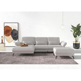 Inosign Ecksofa »Coco L-Form« Sitztiefen-, Arm- und Kopfteilverstellung, Cord-Bezug, Fußhöhe 15 cm silber
