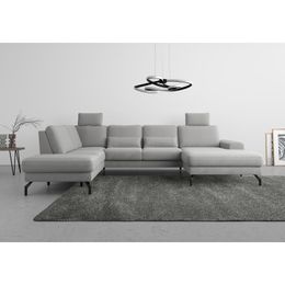 Sit & More SIT&MORE Wohnlandschaft »Cinturo U-Form« inklusive Sitztiefenverstellung und Federkern, Sitzhöhe 48 cm grey