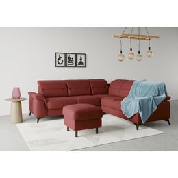Sit & More SIT&MORE Ecksofa »Sinatra L-Form« optinal mit Kopfteilverstellung und Armteilfunktion, Metallfüße bordeaux