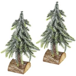 I.GE.A. Dekobaum »Weihnachtsdeko, Weihnachtsbaum« Künstlicher mini Tannenbaum geeist auf Holzsockel 25 cm grün, weiß