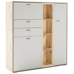 MCA furniture Highboard »SANTERNO« mit 2 Türen, 2 Schubkästen, gedämpft, 1 Klappe, 4 Fächer, Breite 124 cm Soft White Vielseitiges und praktisches...