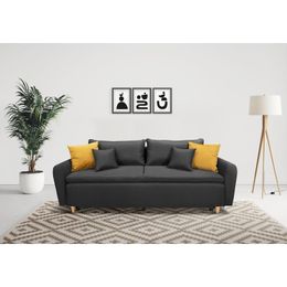 Inosign Schlafsofa »Anika« mit Boxspringaufbau, Bettfunktion & Bettkasten, Dauerschlafsofa Anthrazit
