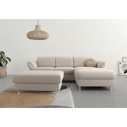 Sit & More sit&more Ecksofa &raquo;Apulia L-Form&laquo; wahlweise Bettfunktion, Bettkasten und Kopf- und Armteilverstellung grau Webstoff (100% Polyester);Struktur weich (90