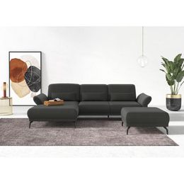 Inosign Ecksofa »Coco L-Form« Sitztiefen-, Arm- und Kopfteilverstellung, Cord-Bezug, Fußhöhe 15 cm anthrazit