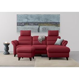 Sit & More SIT&MORE Ecksofa »Mellum L-Form« Federkern, wahlweise mit Bettfunktion, Bettkasten und Armteilfunktion bordeaux