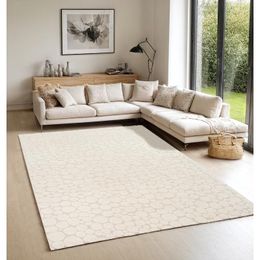 the carpet Teppich »Elisa« rechteckig 12 mm Höhe moderner Wohnzimmer Teppich weicher Flor Creme Obermaterial: 50% Polypropylen, 50% Polyester B :...