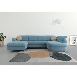Sit & More sit&more Wohnlandschaft &raquo;Apulia U-Form&laquo; wahlweise Bettfunktion, Bettkasten und Kopf- und Armteilverstellung blau Webstoff (100% Polyester);Struktur 